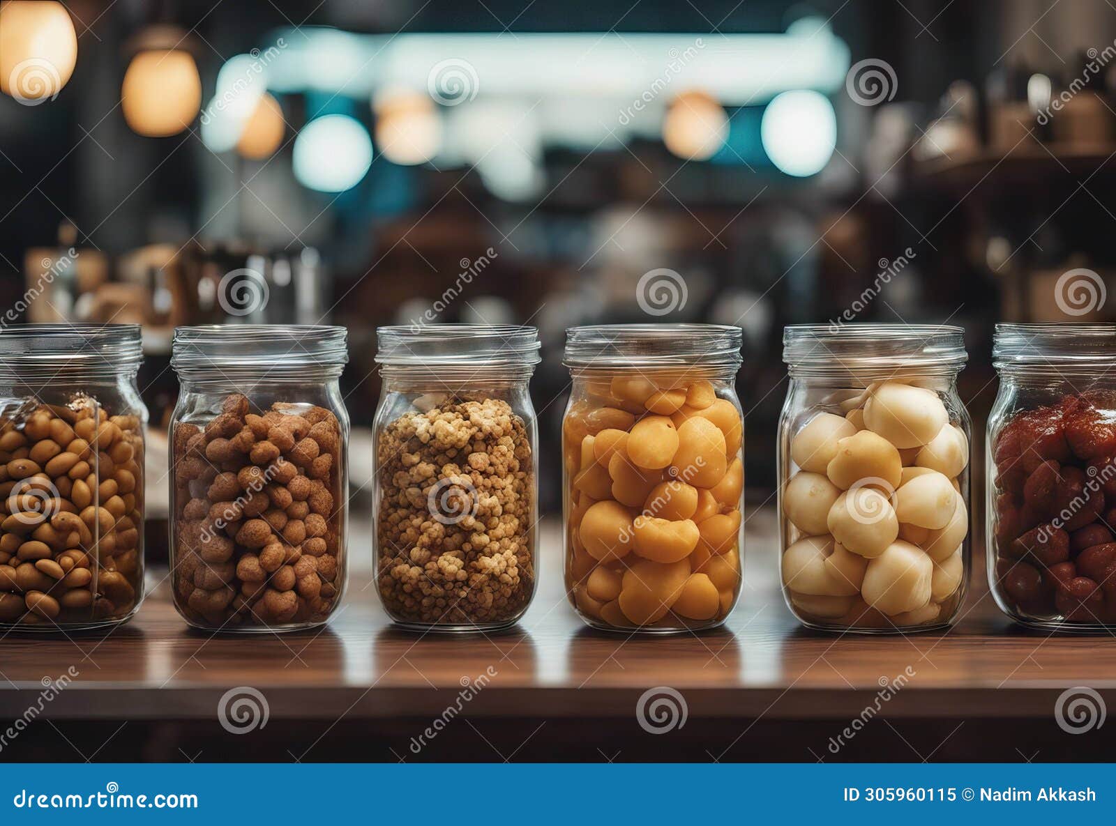 Rows of Indonesian Various Snacks in Jars on the Table Stock ...