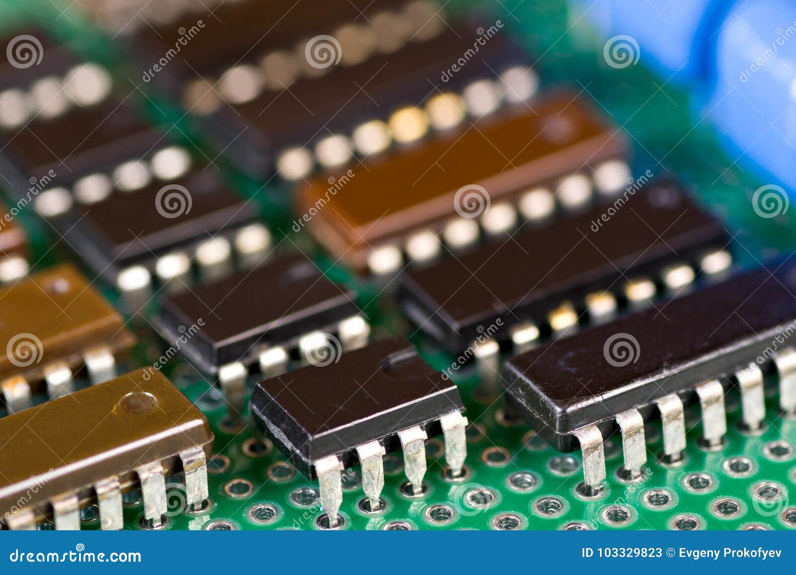 Rows of Integral Circuits on Printed Circuit Board Stock Image - Image ...