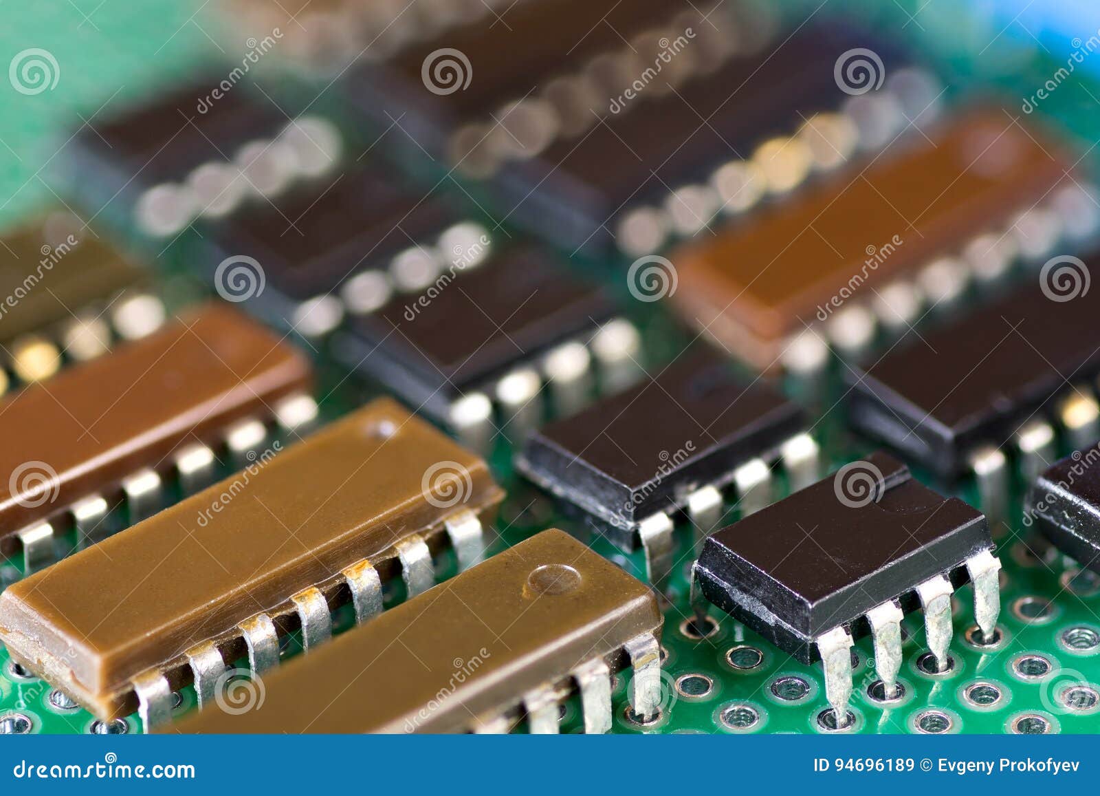 Rows of Integral Circuits on Printed Circuit Board Stock Image - Image ...