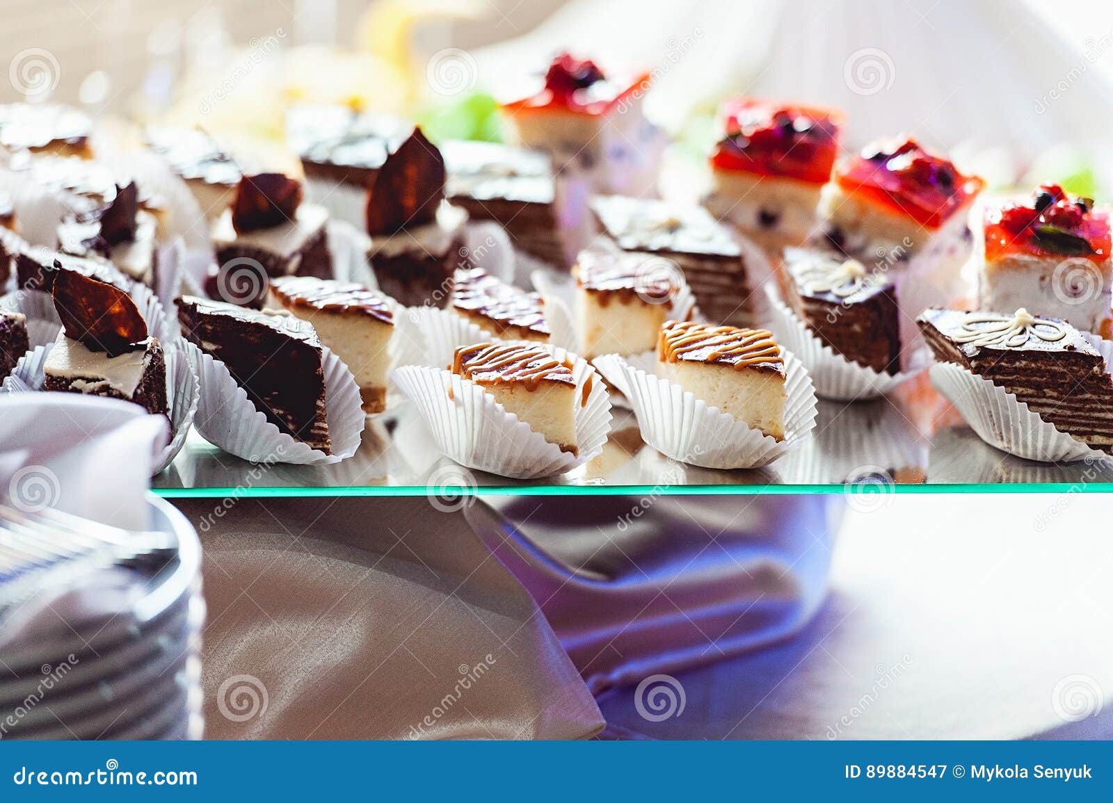 Rows of Italian Cakes on a Glass Stand Stock Image - Image of food ...