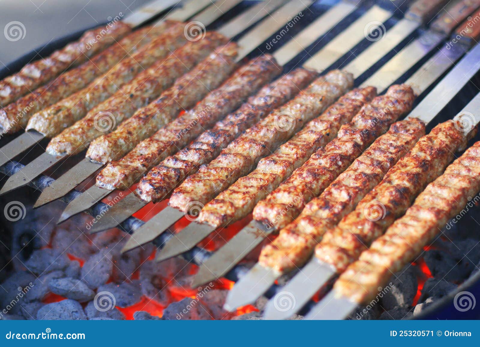 Rows of juicy beef kebab stock image. Image of barbecue - 25320571