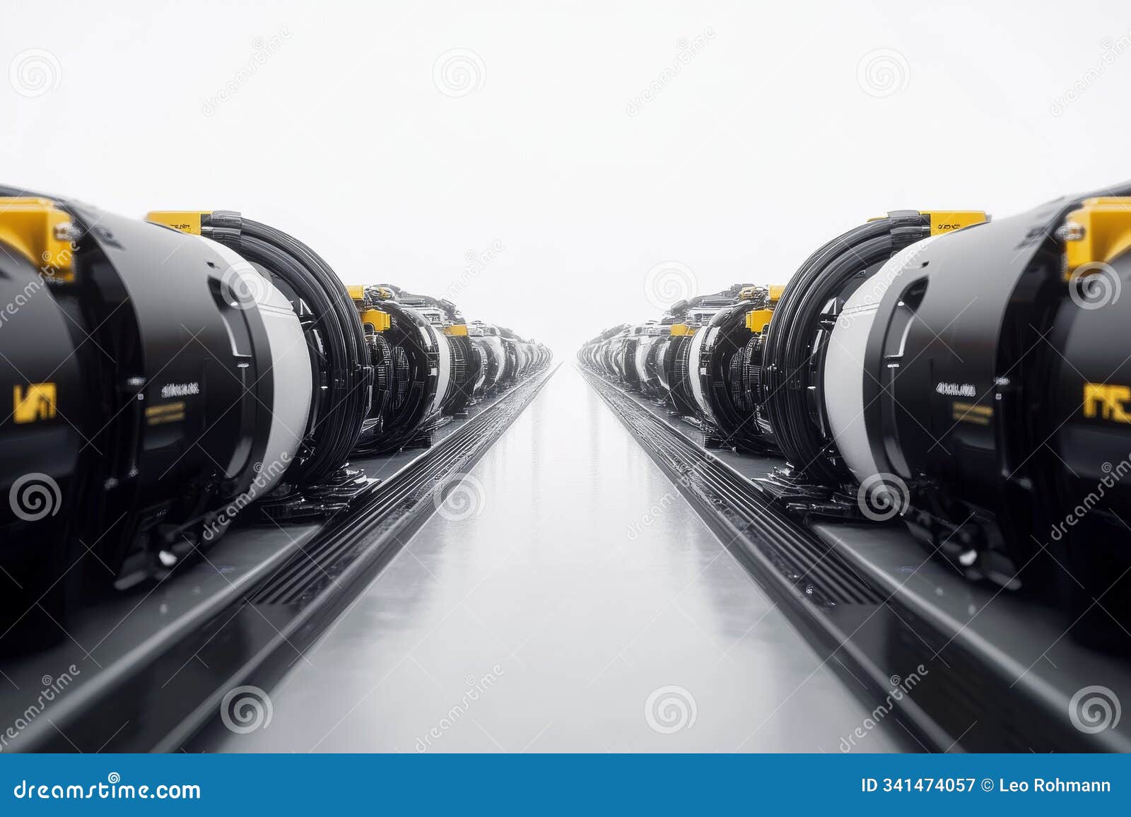 Rows of Large Industrial Servers in a High Tech Facility Representing ...