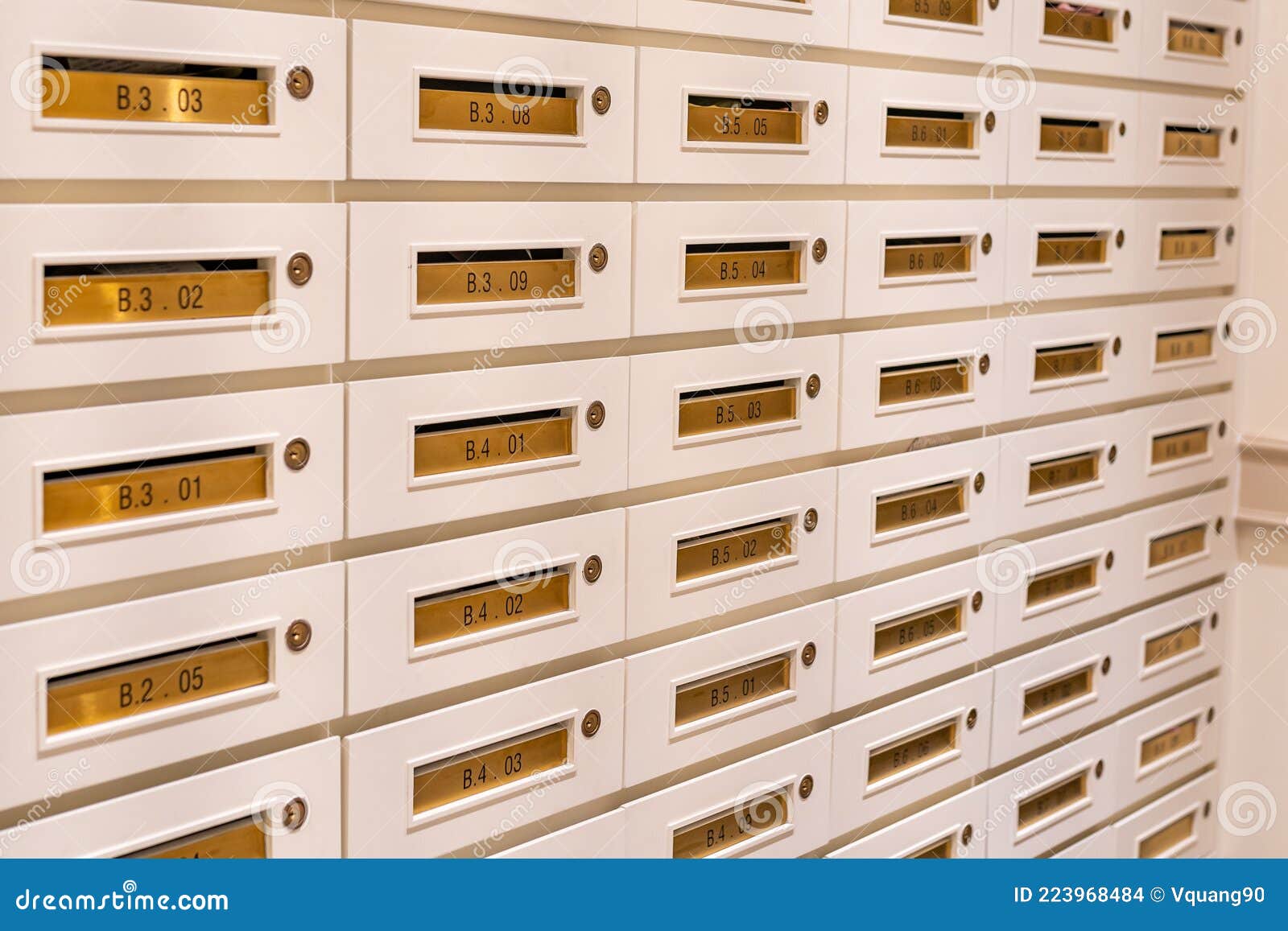 Rows of Letter Mailboxes in Postal Room of Condominium Building Stock ...