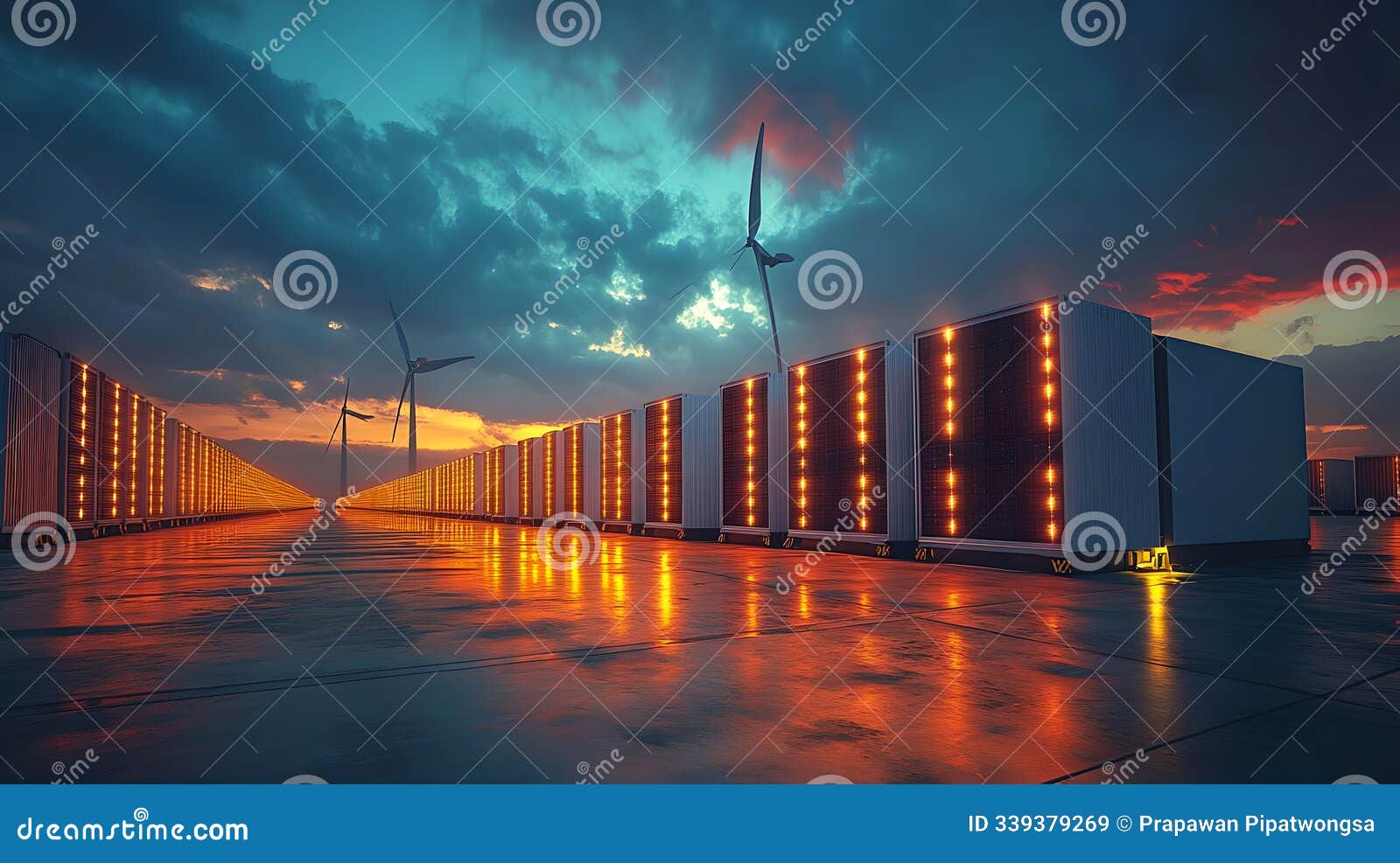 Rows of Lithium Ion Batteries in Storage Facility Stock Illustration ...