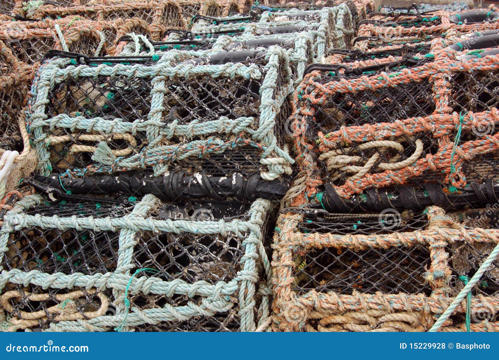 Rows of lobster pots stock photo. Image of trap, rope - 15229928