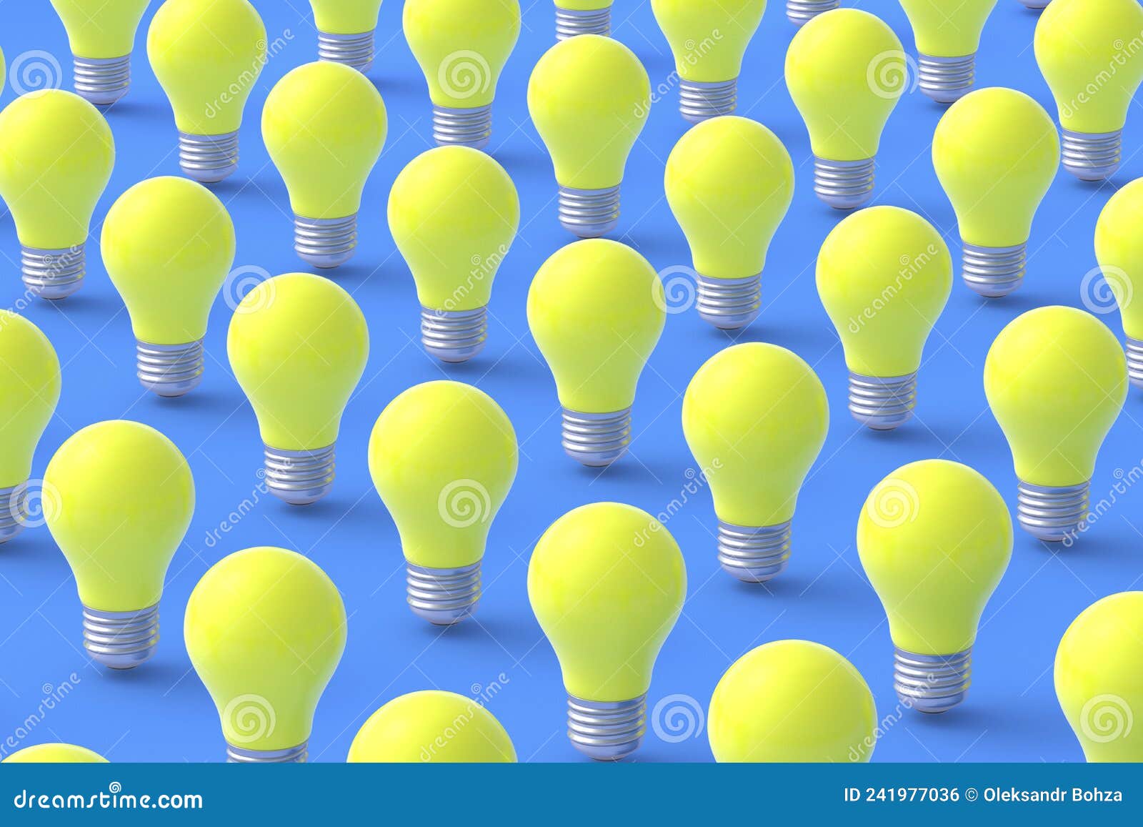 Rows of Many Yellow Light Bulbs on Blue Background Stock Illustration ...