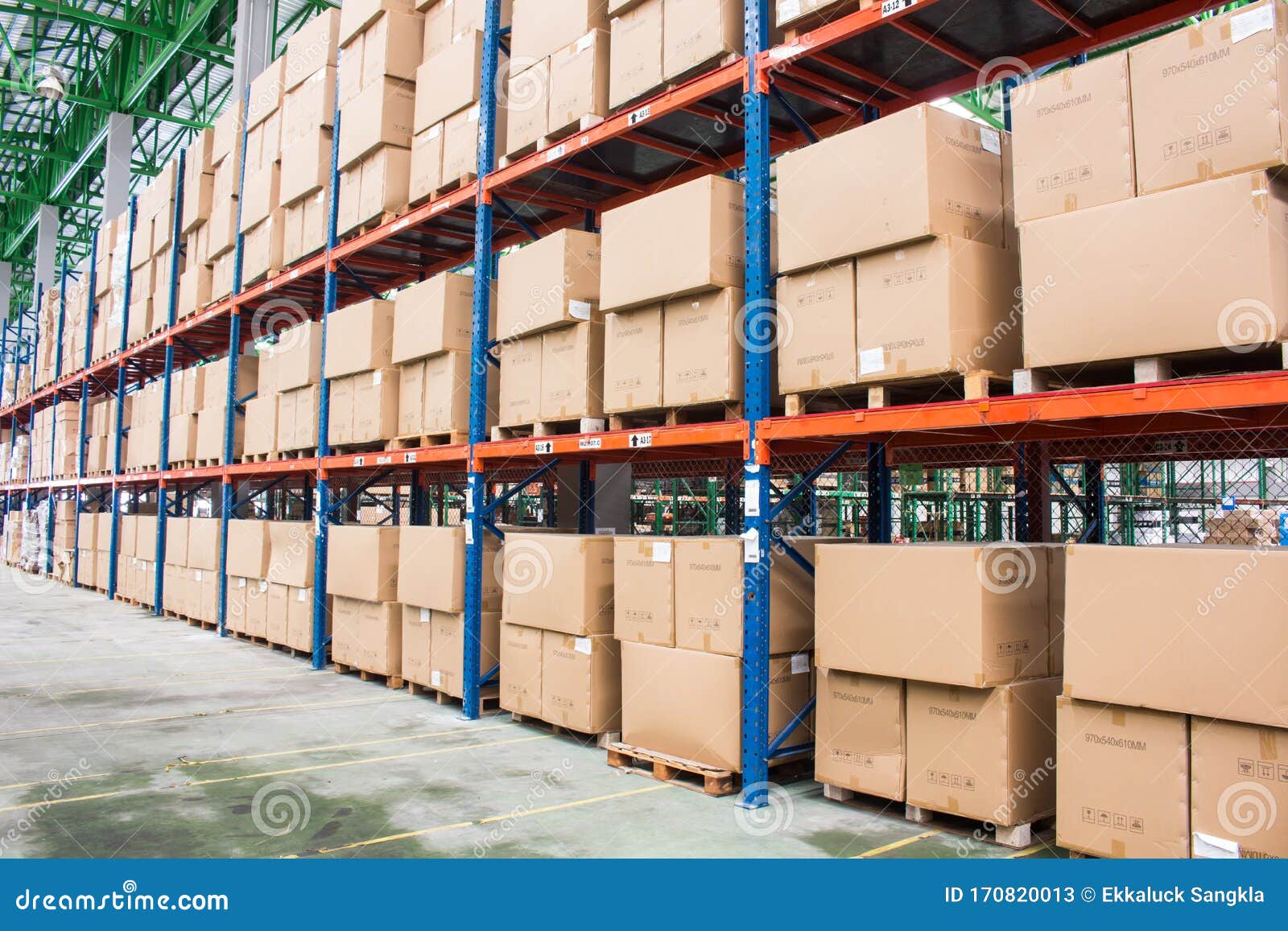 Rows of Material Boxes or Product Boxes in Warehouse Area Stock Image ...