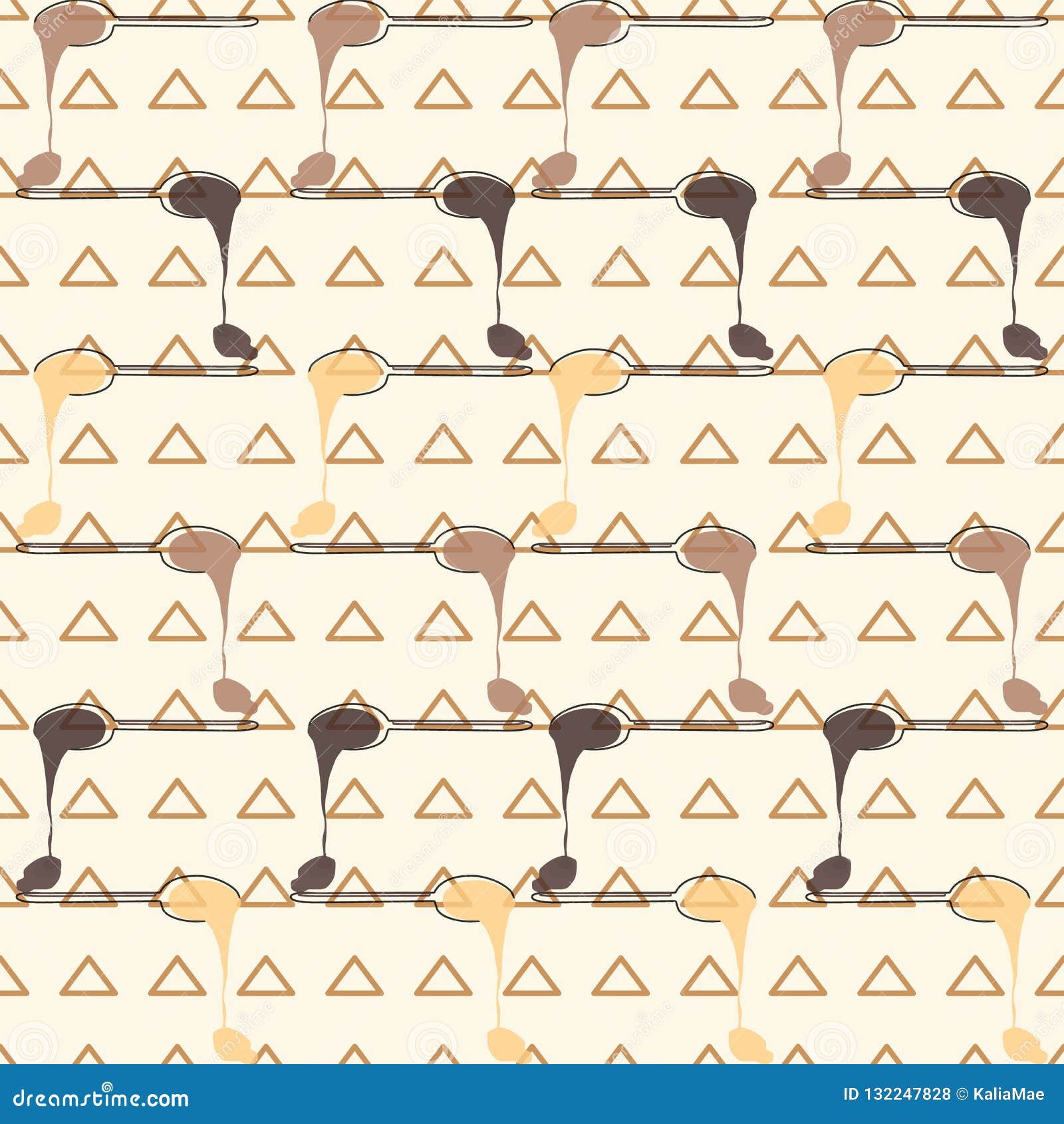 Rows of Melting Chocolate Spoons on Triangle Background. Seamles Vector ...