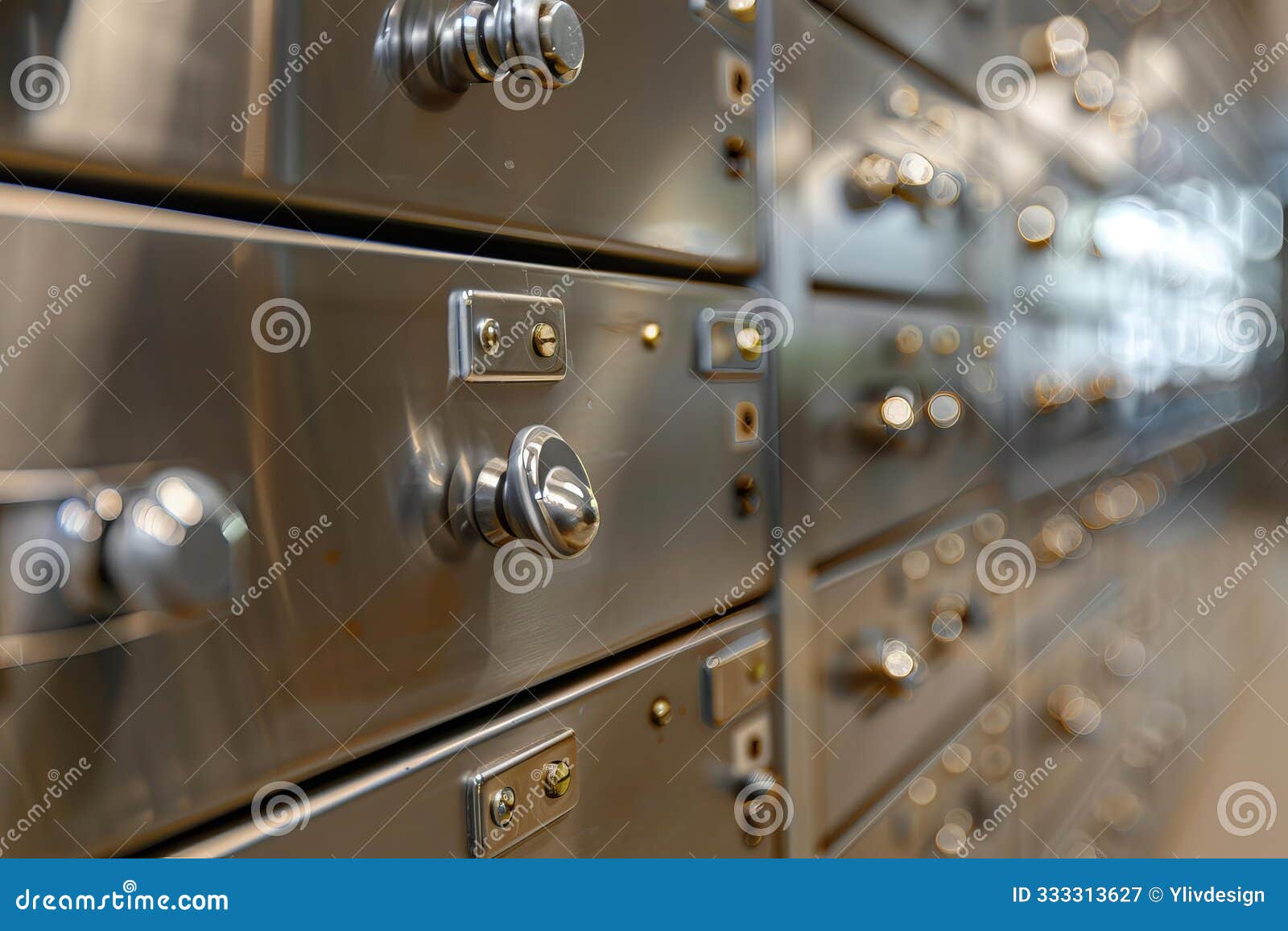 Rows of Safety Deposit Boxes Secured with Combination Locks Protecting ...