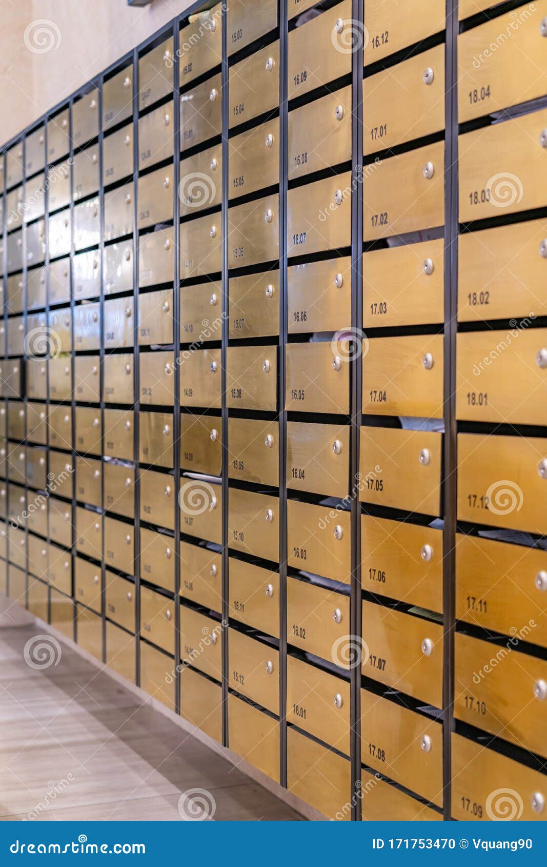 Rows of Metallic Mailbox in Lobby of Condominium Building Stock Photo ...