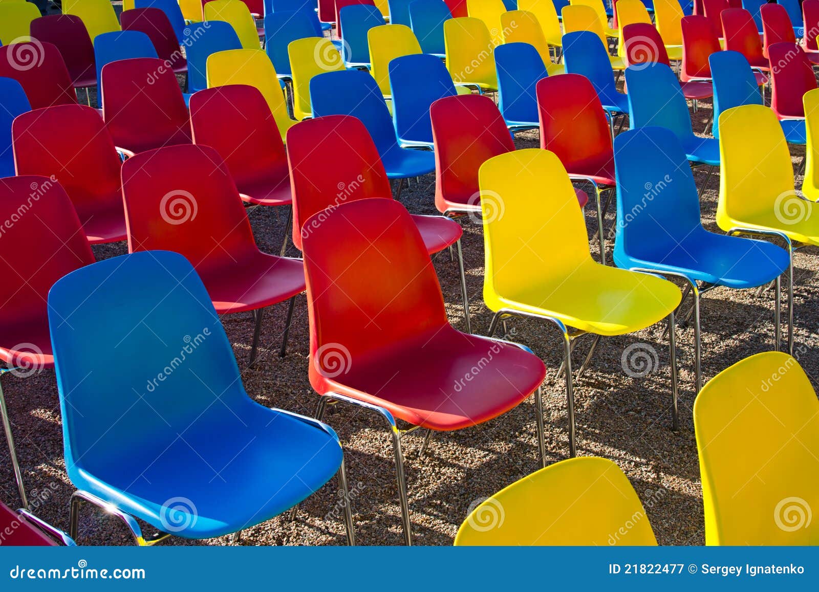 Rows of Modern Colored Chairs Stock Image - Image of comfortable ...