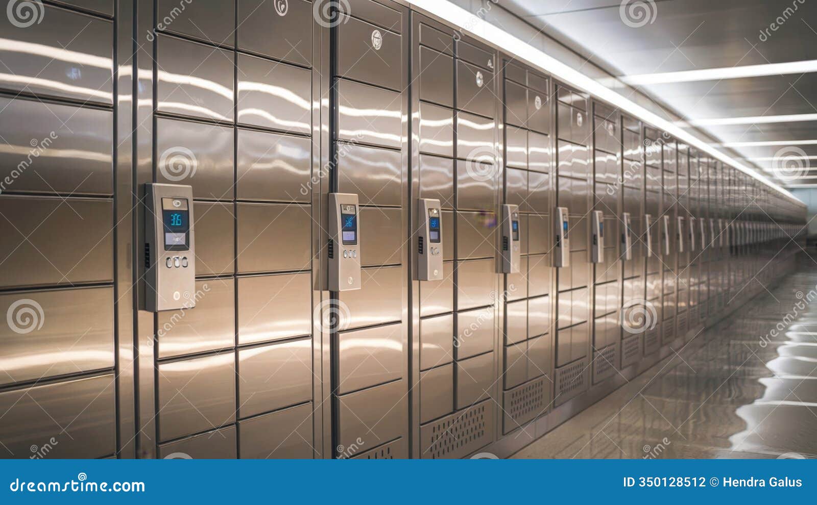 Rows of Modern Metallic Lockers Equipped with Electronic Keypads for ...