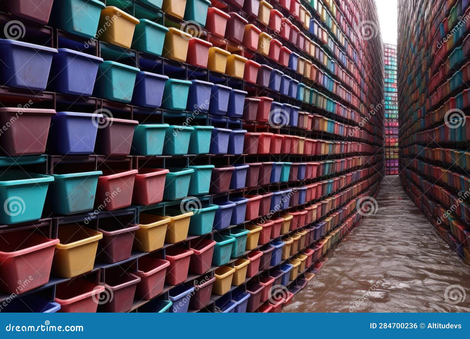 Rows of Multi-colored Storage Containers Stock Illustration ...