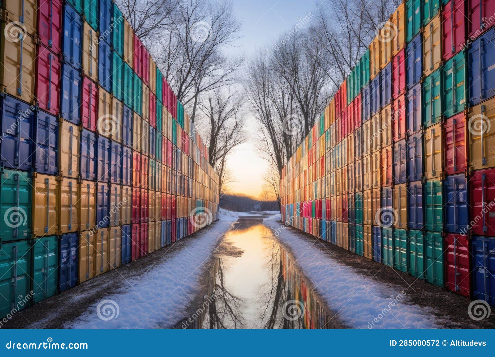 Rows of Multi-colored Storage Containers Stock Illustration ...
