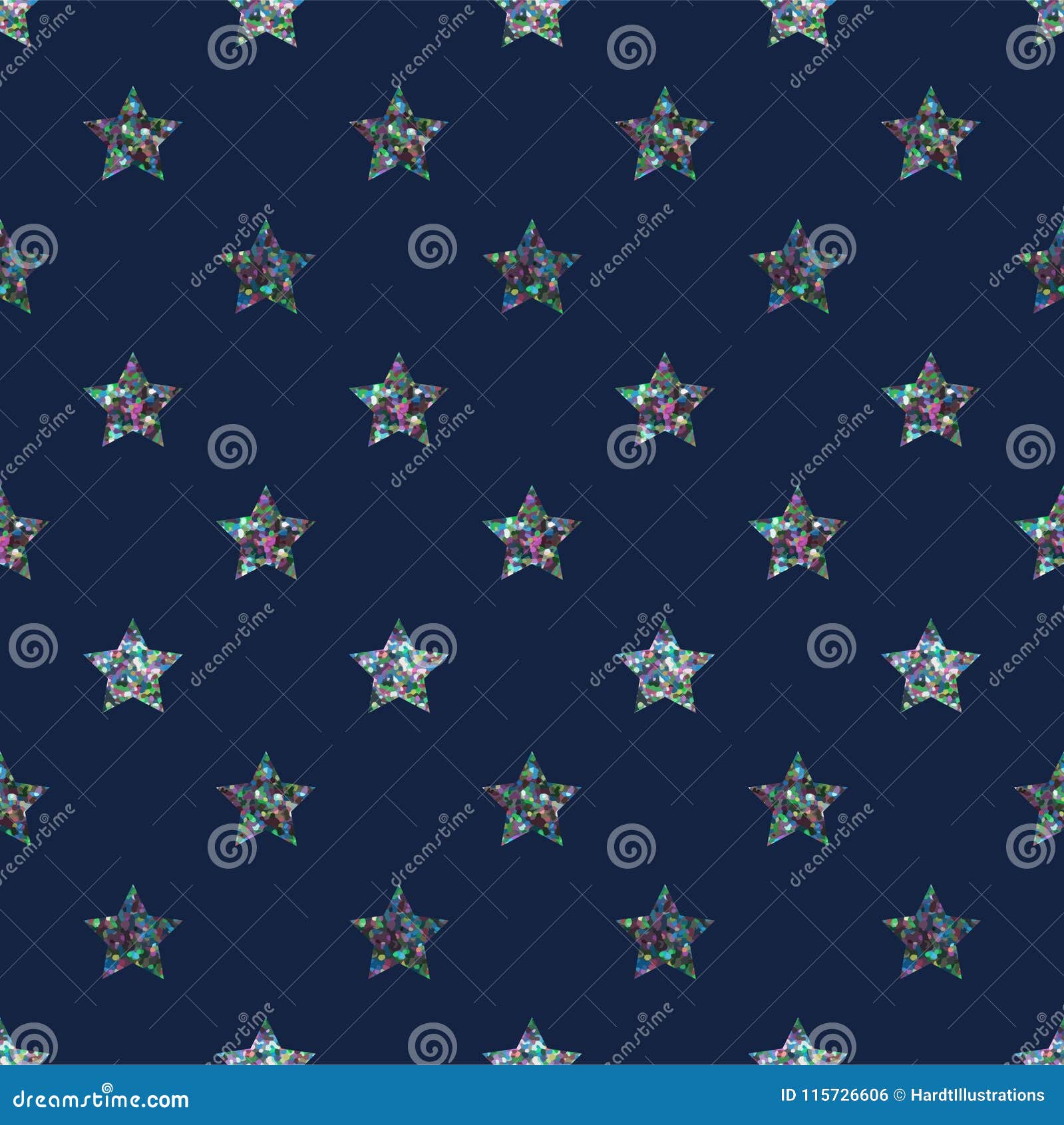 Multicolor Glitter Stars Seamless Pattern Stock Vector - Illustration ...