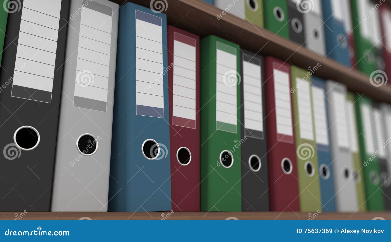 Rows of Multicolored Binders on Shelves Close Up Shot, Shallow Focus ...