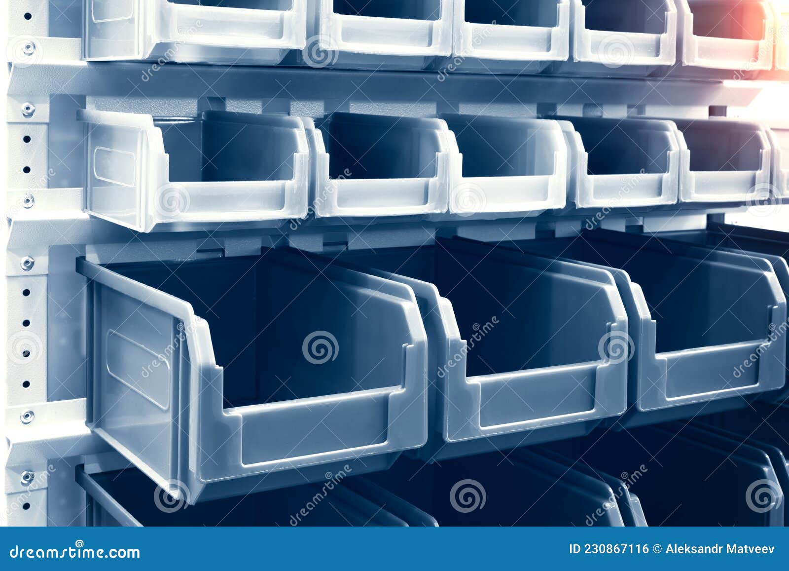 Rows of Multicolored Plastic Boxes for Components Stock Photo - Image ...
