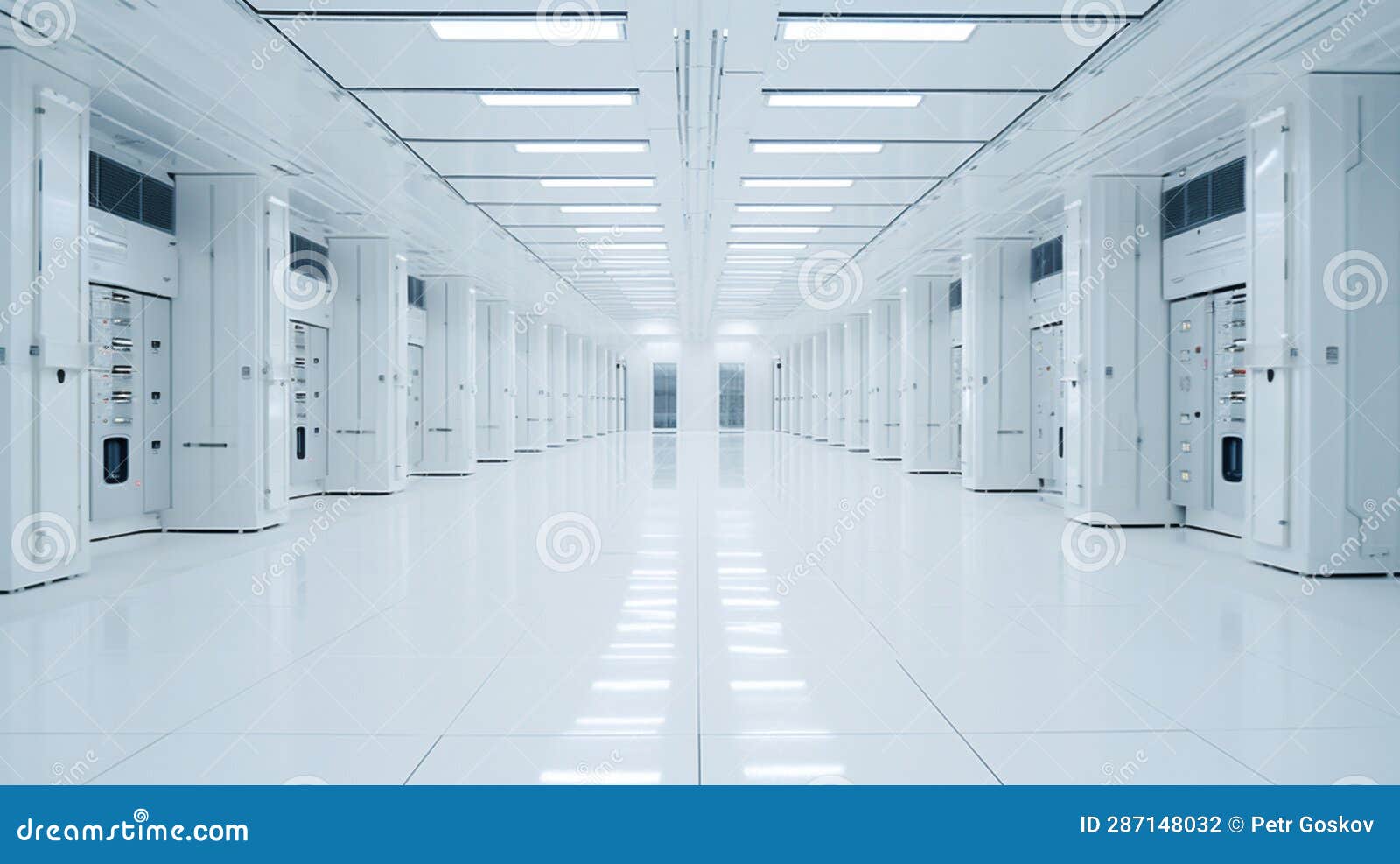 Rows of network servers stock illustration. Illustration of storage ...