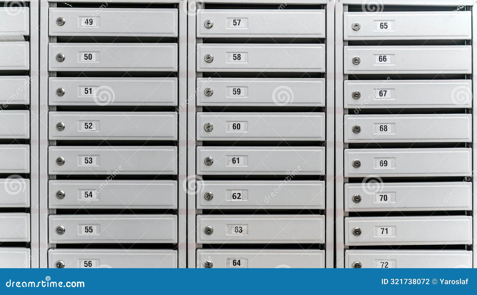 Rows of Numbered Mailboxes with Locks. Organized and Uniform Appearance ...
