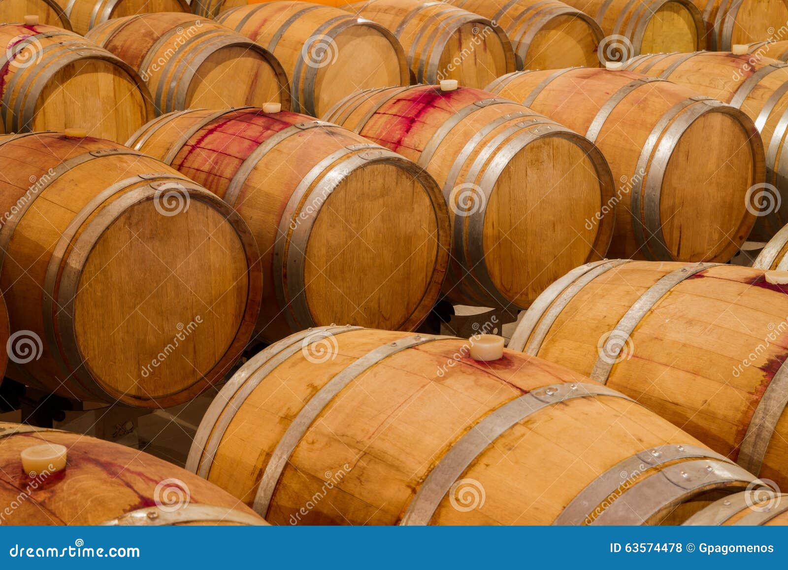 Rows of Oak Wine Barrels in a Winery Cellar Stock Photo - Image of wine ...