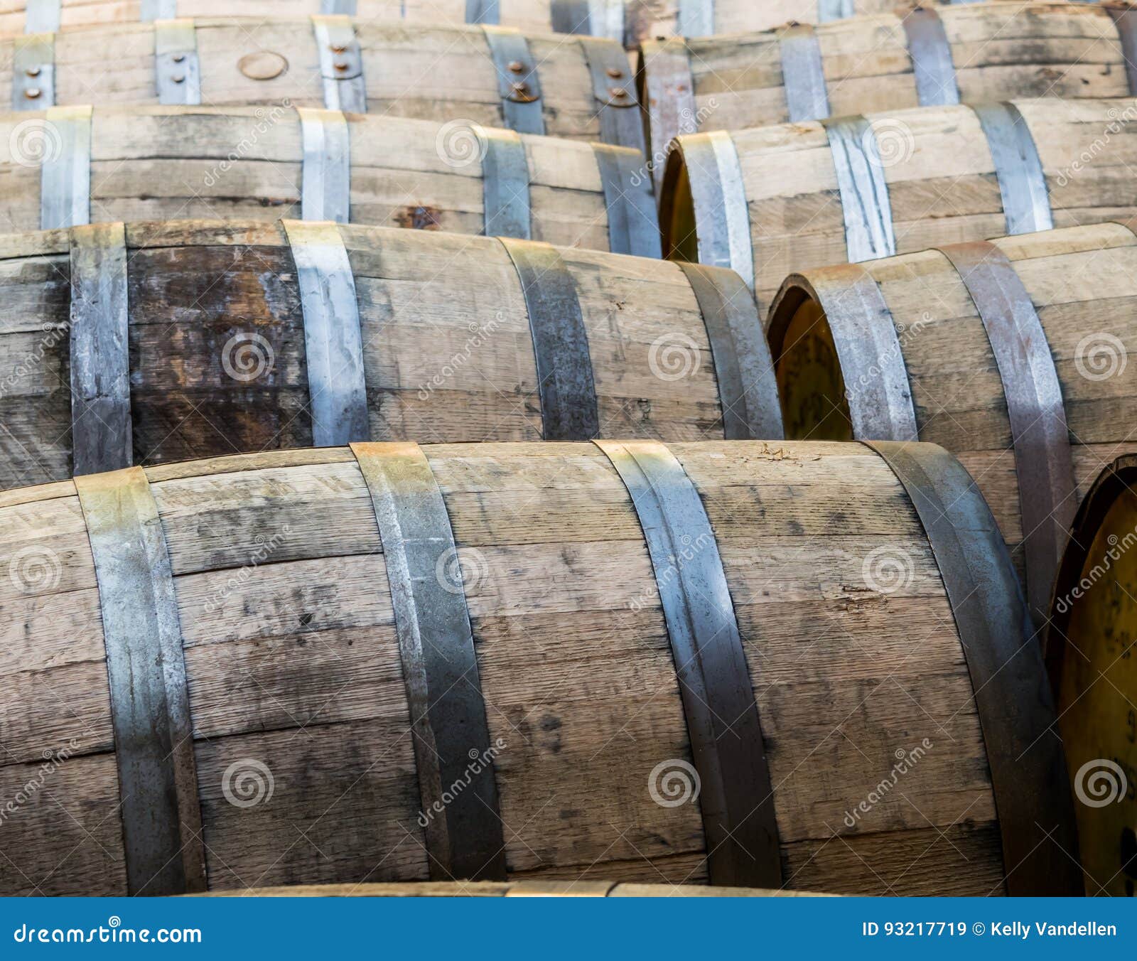 Rows of Old Bourbon Barrels Stock Image - Image of industrial ...
