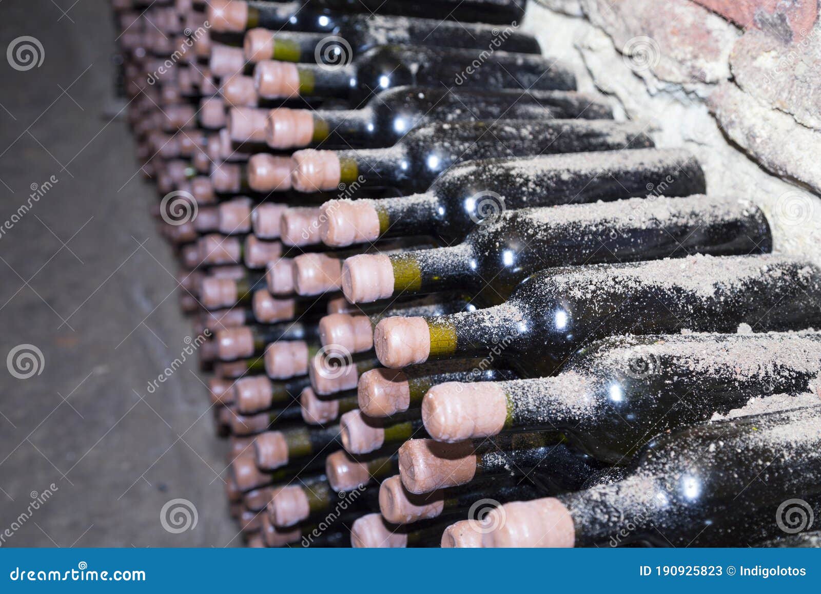 Rows Old Wine Bottles in the Cellar Stock Image - Image of dark ...