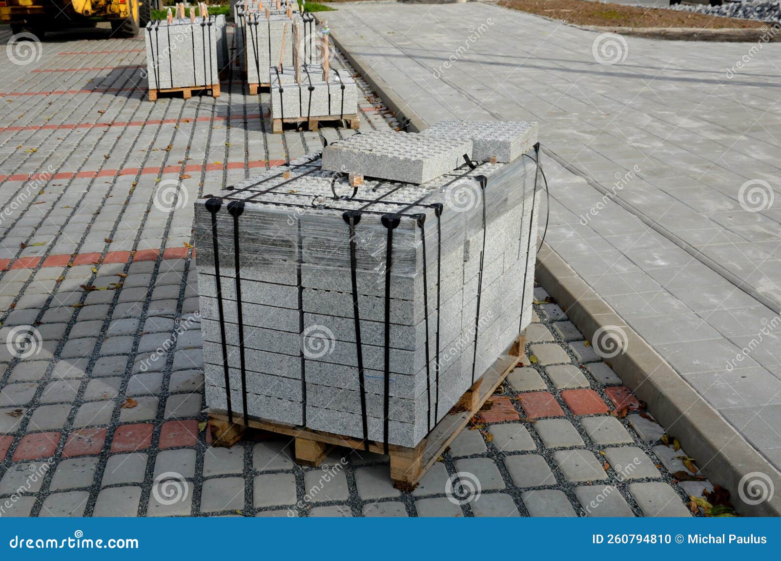 Rows Of Paving Slabs On A Pallet, Paving Stones Are Prepared For Paving ...