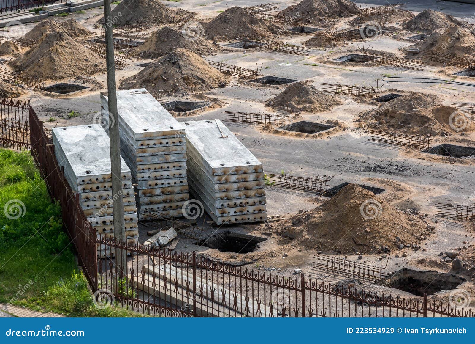 Rows of Pits at a Construction Site. Preparation of the Site for the ...