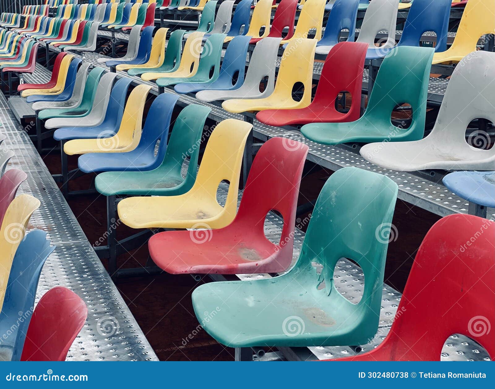 Rows of Plastic Colorful Seats at a Stadium Stock Photo - Image of ...