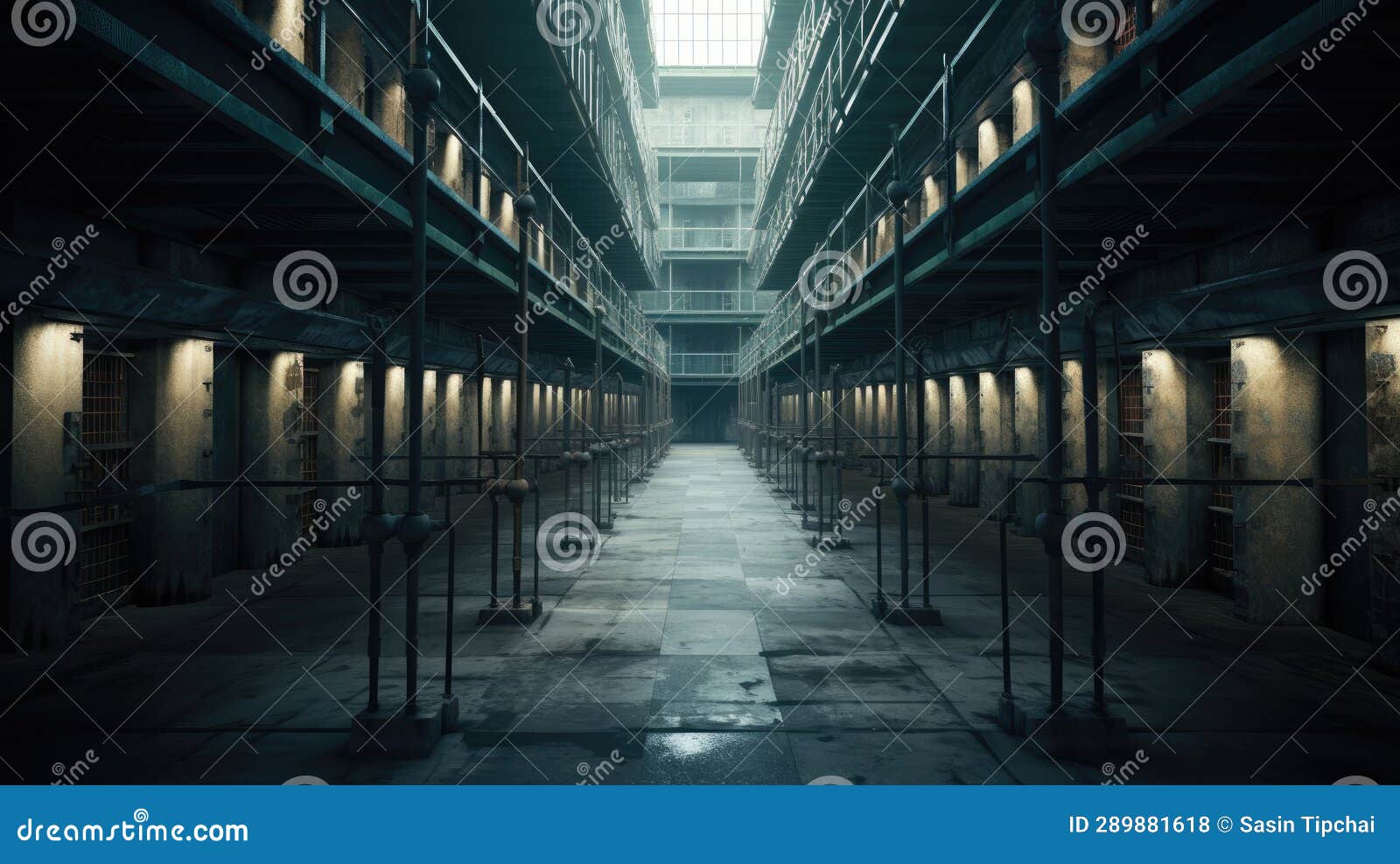 Rows of Prison Cells, Prison Interior Stock Illustration - Illustration ...