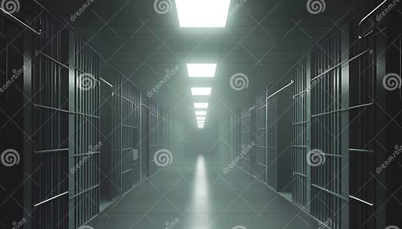 Rows of Prison Cells, Prison Interior Stock Image - Image of cage ...