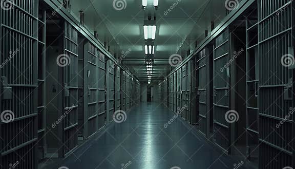 Rows of Prison Cells, Prison Interior Stock Photo - Image of modern ...