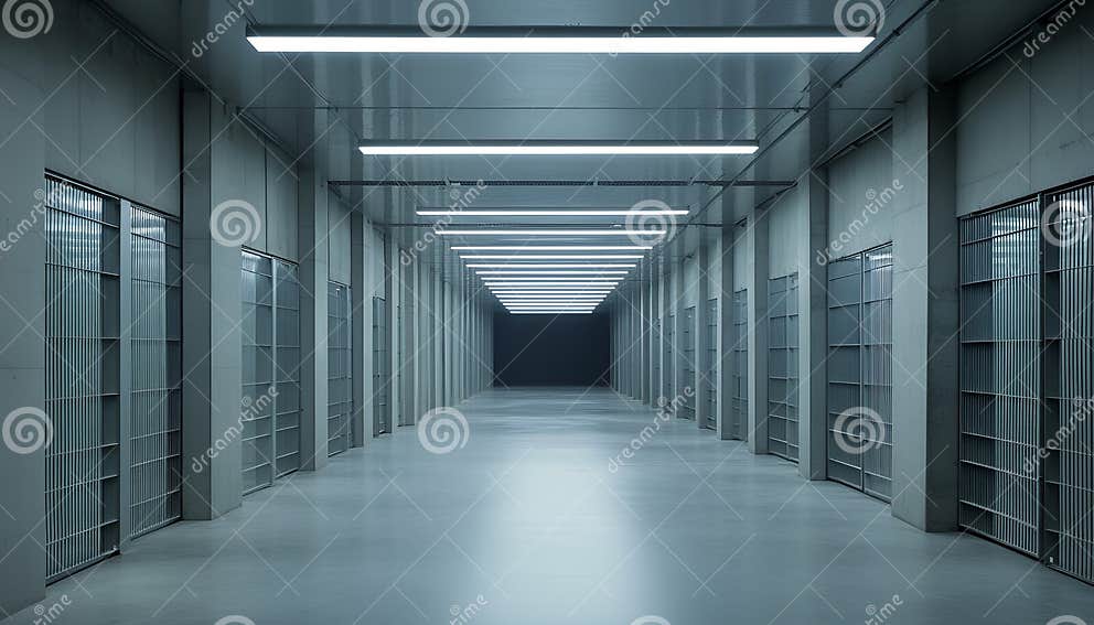 Rows of Prison Cells, Prison Interior Stock Photo - Image of iron ...