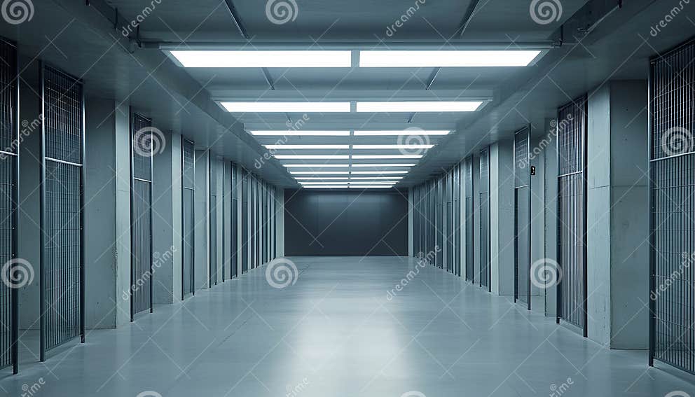 Rows of Prison Cells, Prison Interior Stock Photo - Image of wall ...