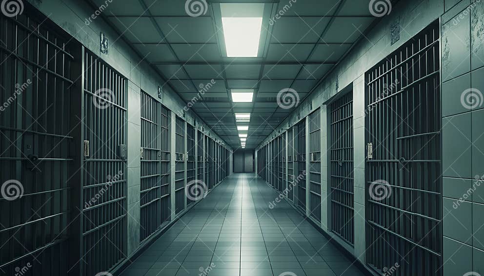 Rows of Prison Cells, Prison Interior Stock Photo - Image of ...