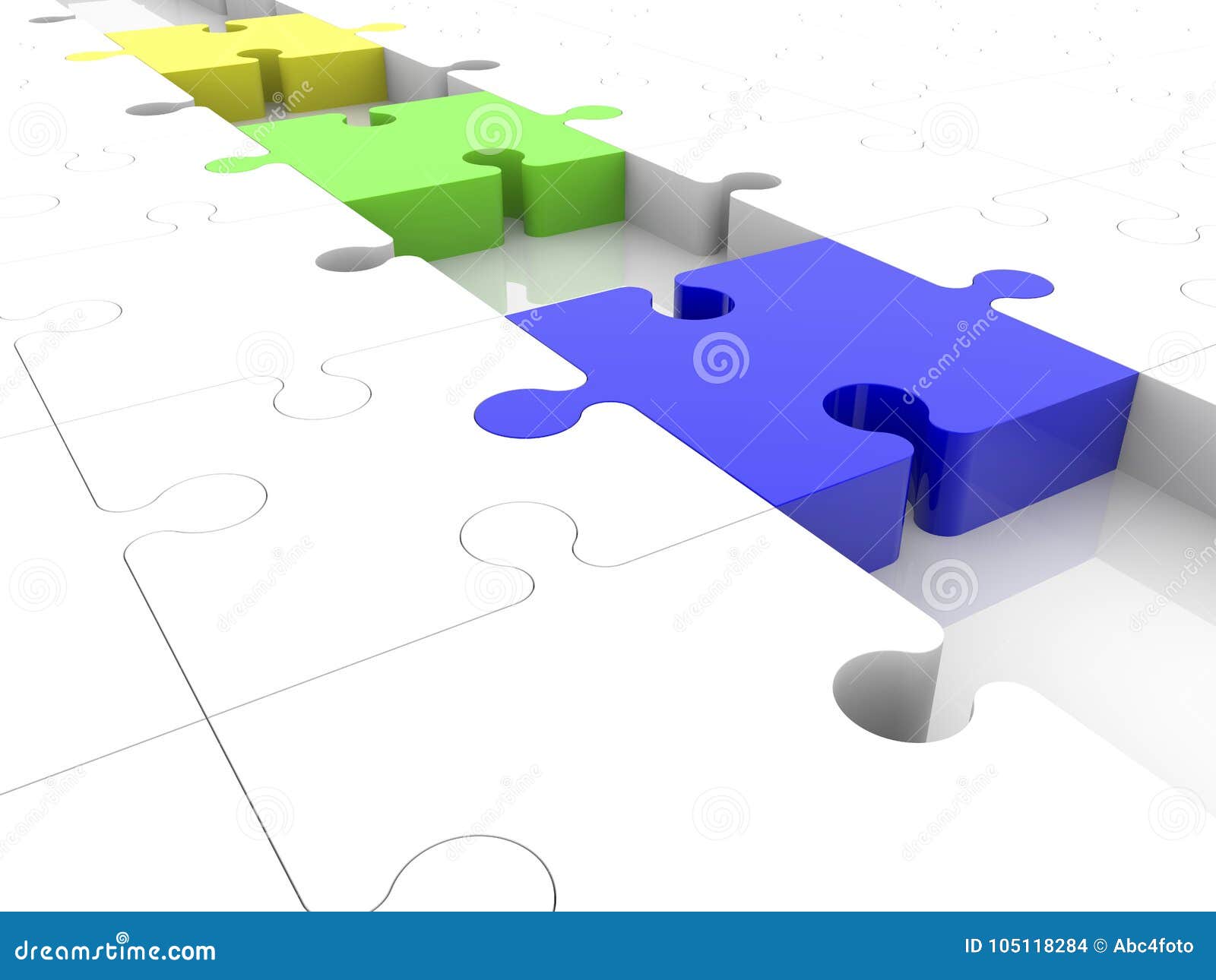 Rows of Puzzle Pieces with Empty Spaces.3d Illustration Stock ...