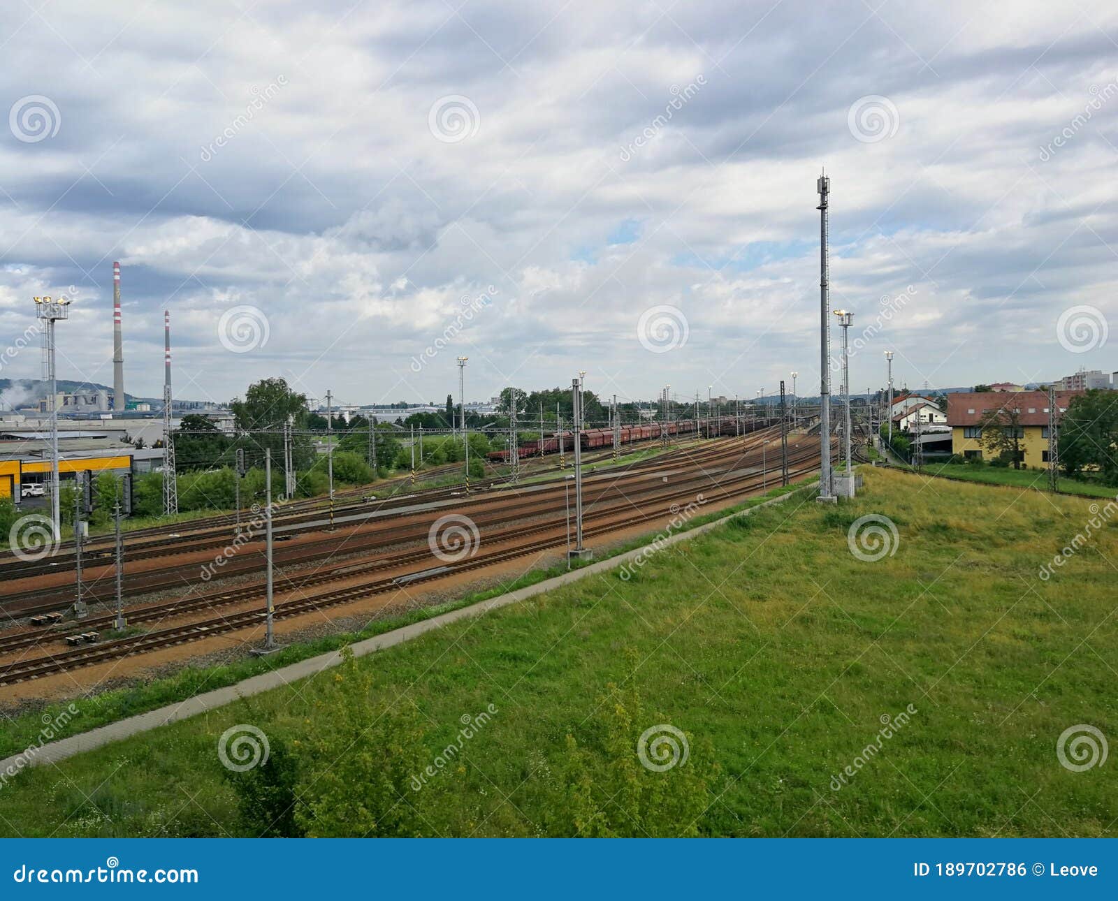 Rows of Railway Tracks Going To the Train Station Stock Photo - Image ...