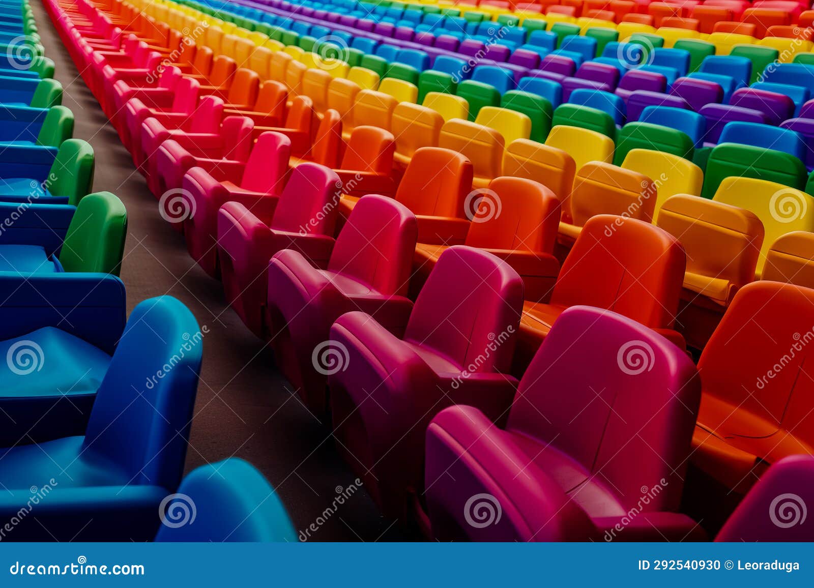 Rows of Rainbow Color Seats in a Theater. Generative AI Stock ...