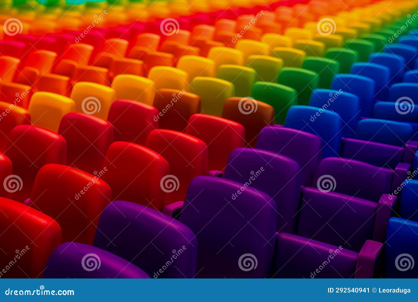 Rows of Rainbow Color Seats in a Theater. Generative AI Stock ...