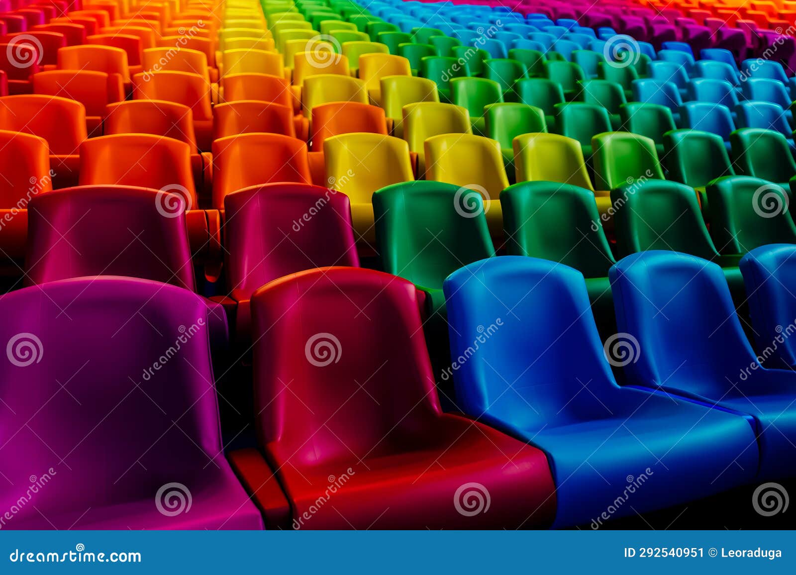 Rows of Rainbow Color Seats in a Theater. Generative AI Stock ...