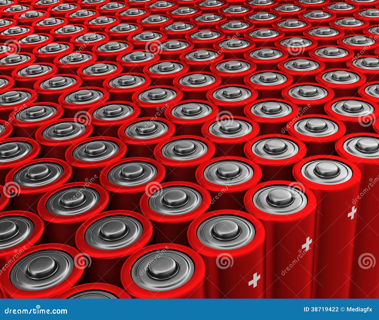 Rows of red batteries stock photo. Image of energy, metal - 38719422