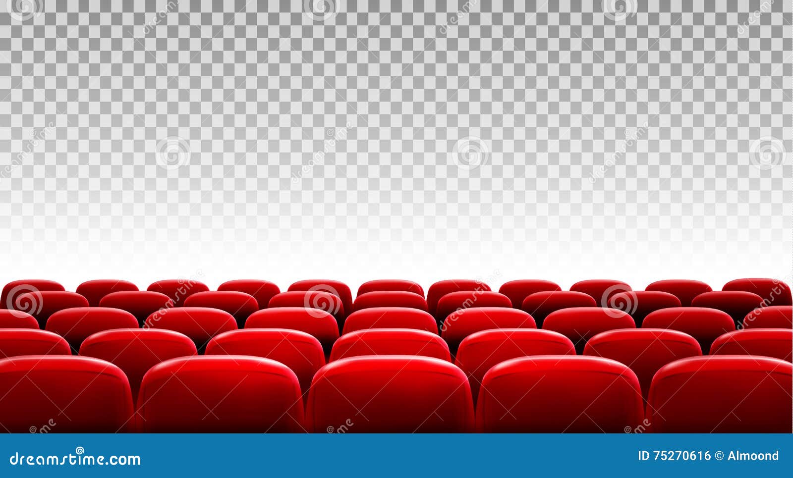 Rows of Red Cinema or Theater Seats Stock Vector - Illustration of ...