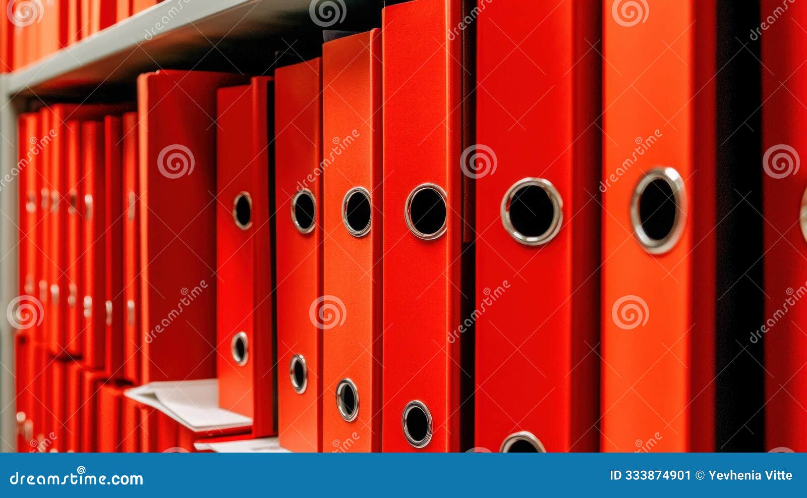Rows of Red Document Folders in Office Archive Stock Illustration ...