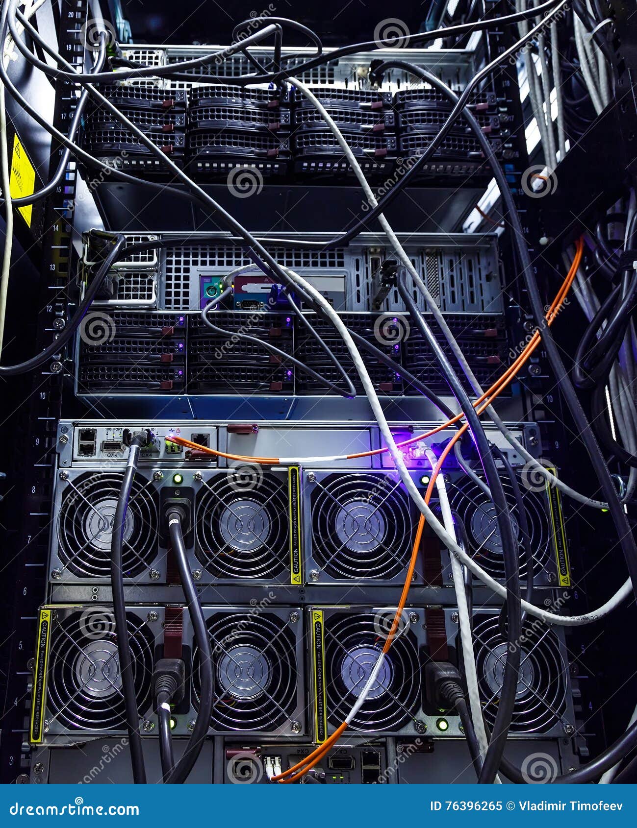 Rows of Red Network Cables Connected To Router and Switch Hub in Server ...