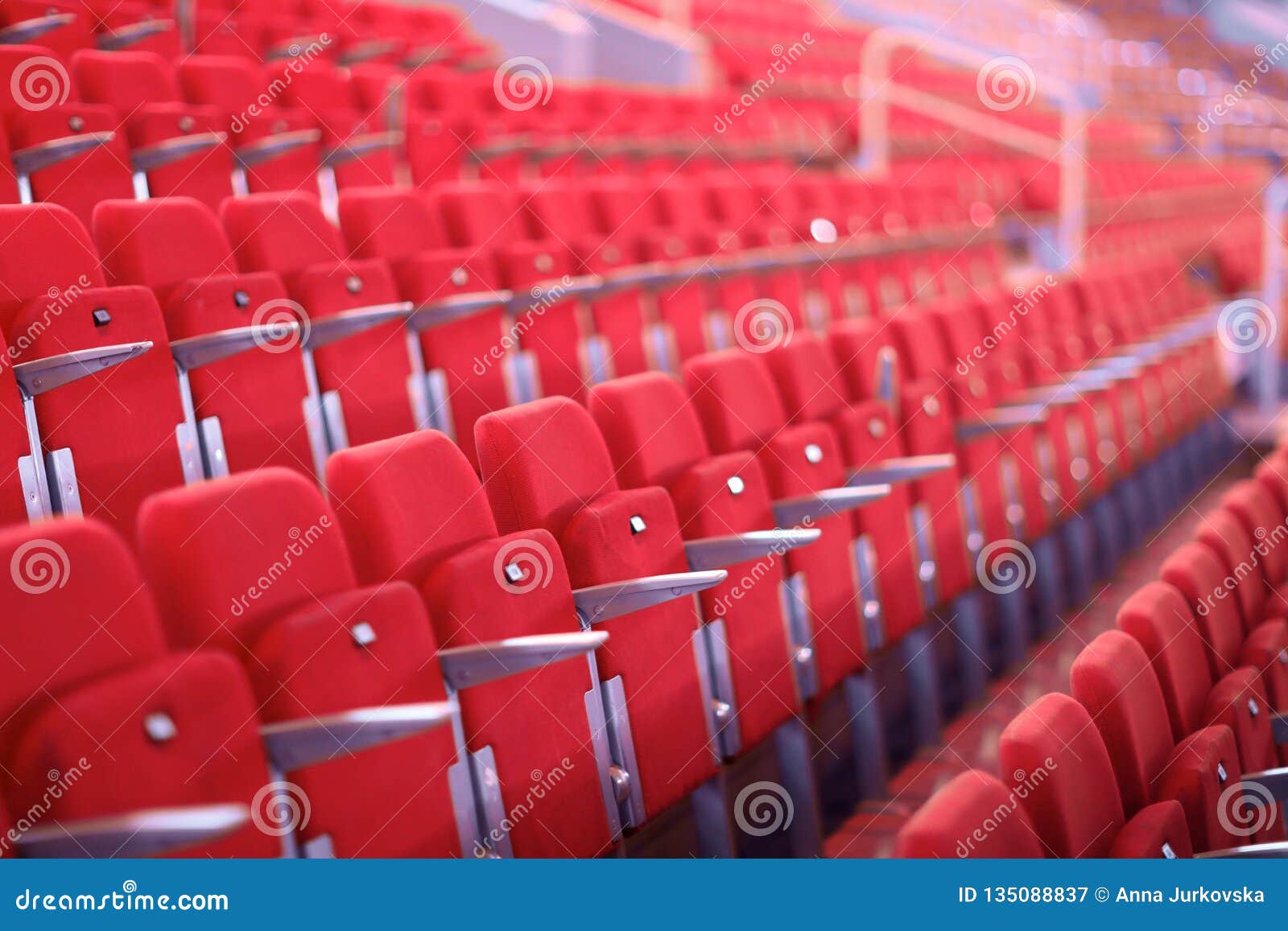Rows of Red Numbered Seats with Armrests Stock Image - Image of ...