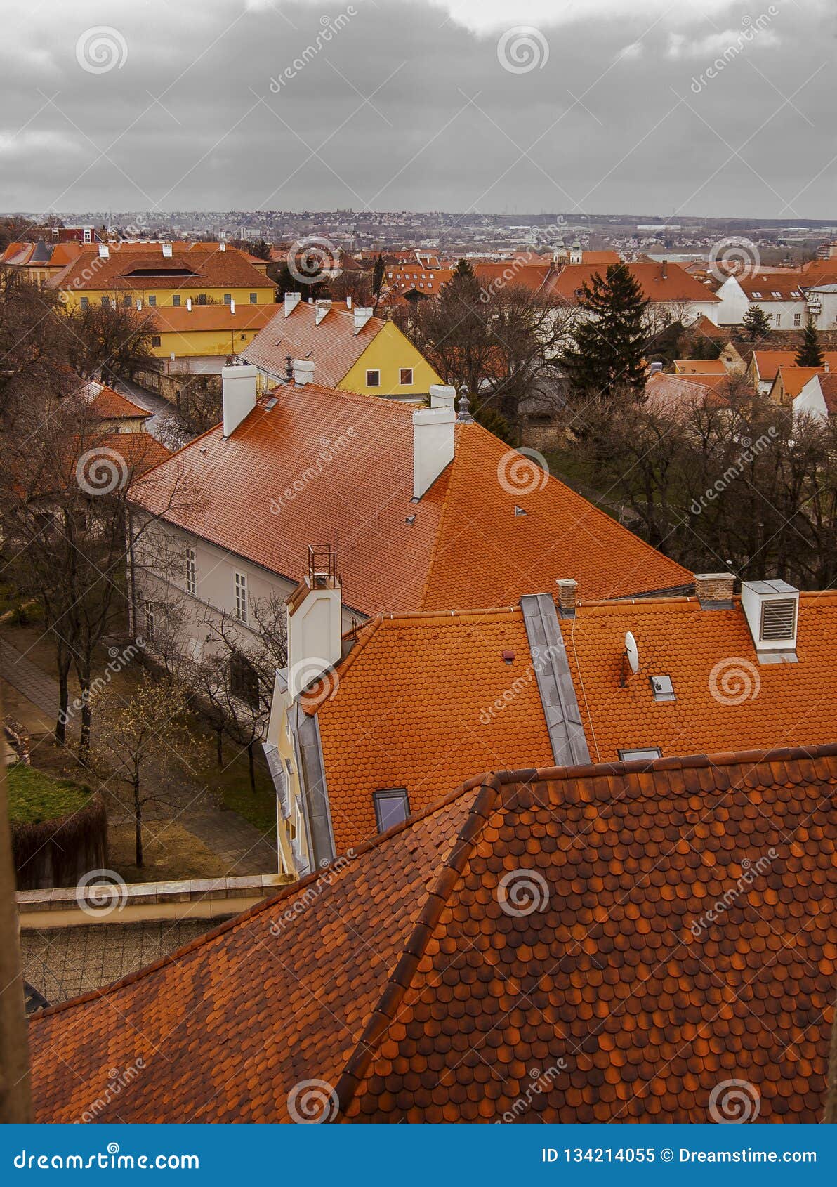 Rows of red rooftops stock image. Image of rooftops - 134214055