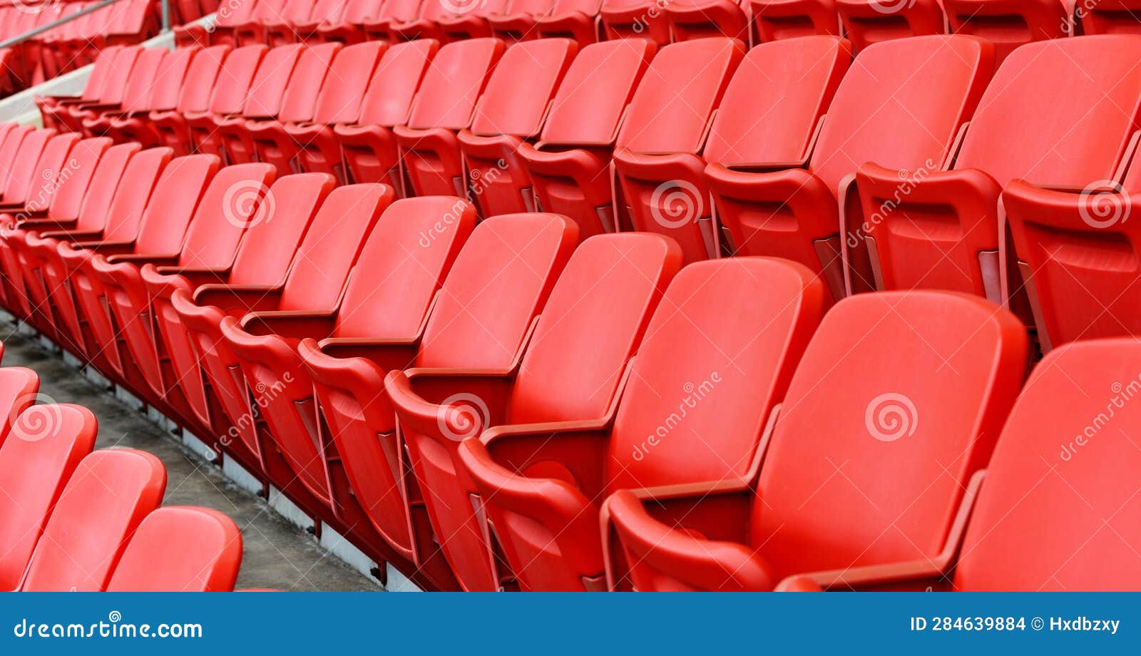 Rows of red seats stock photo. Image of abandoned, numbers - 284639884