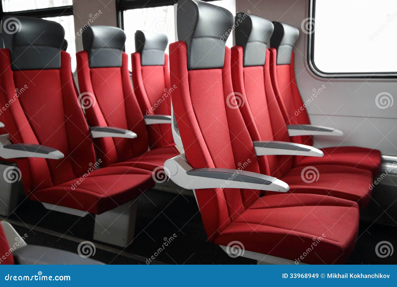 Rows of red seats in train stock image. Image of public - 33968949