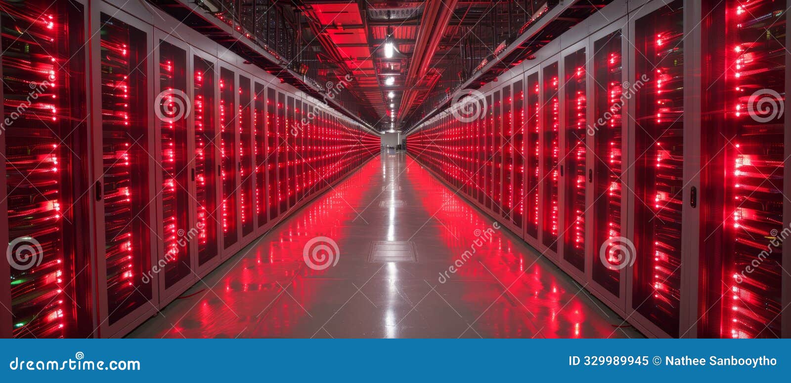 Rows of Red Server Racks in a Data Center Stock Illustration ...