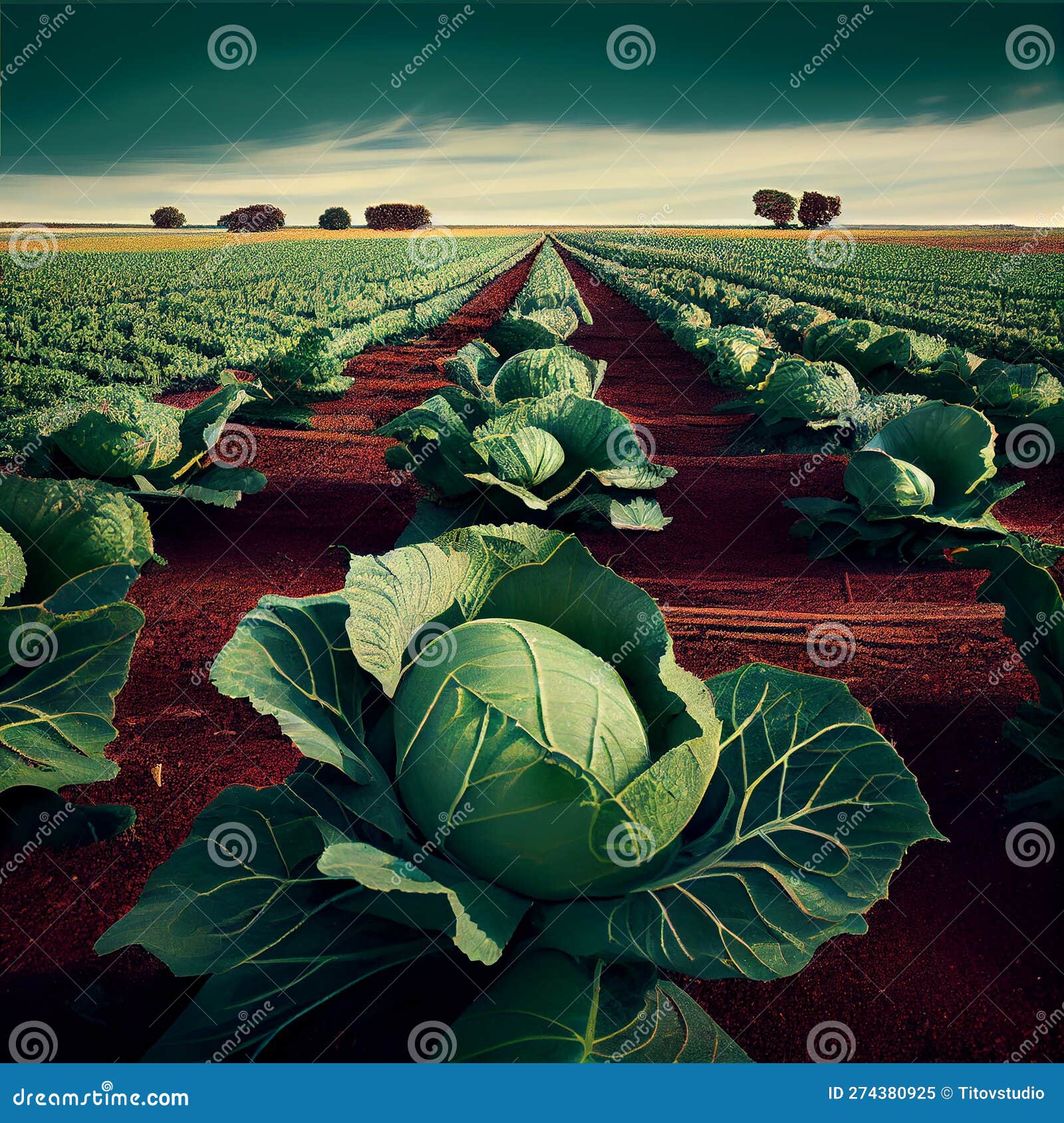 Rows of Ripe Cabbage on an Agricultural Farm Stock Image - Image of ...